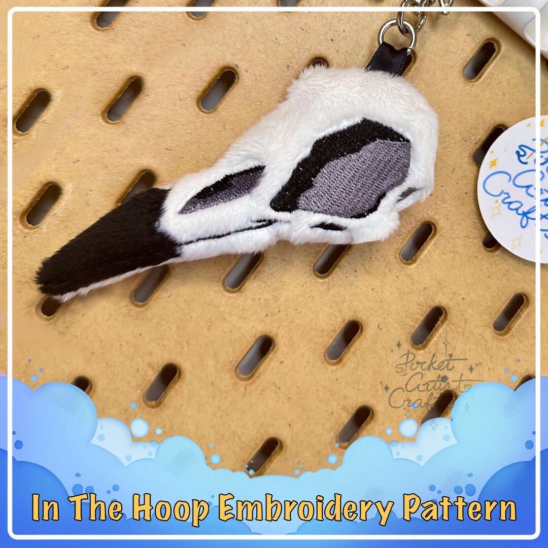 ITH Raven Skull Stuffed Plush Stuffie Keychain 4x4, 5x7, 6x10 Hoops ...