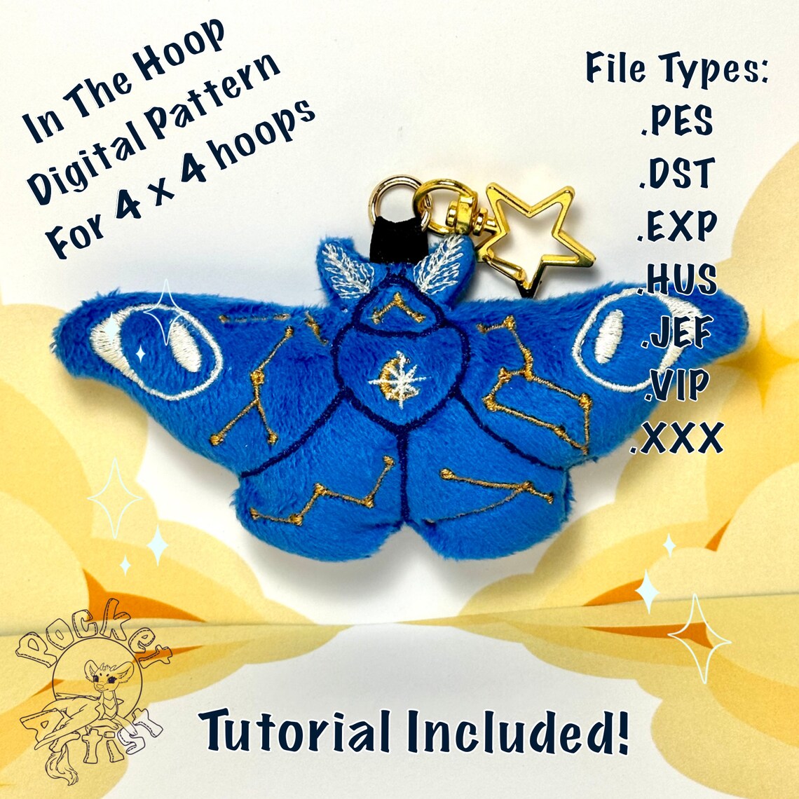 ITH Constellation Moth Stuffed Plush Keychain 4x4 Hoop in - Etsy