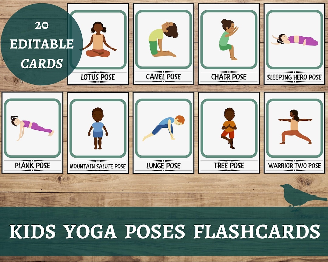Kids Yoga Poses Flash Cards, Mindfulness Meditation, Room Decor, Home ...