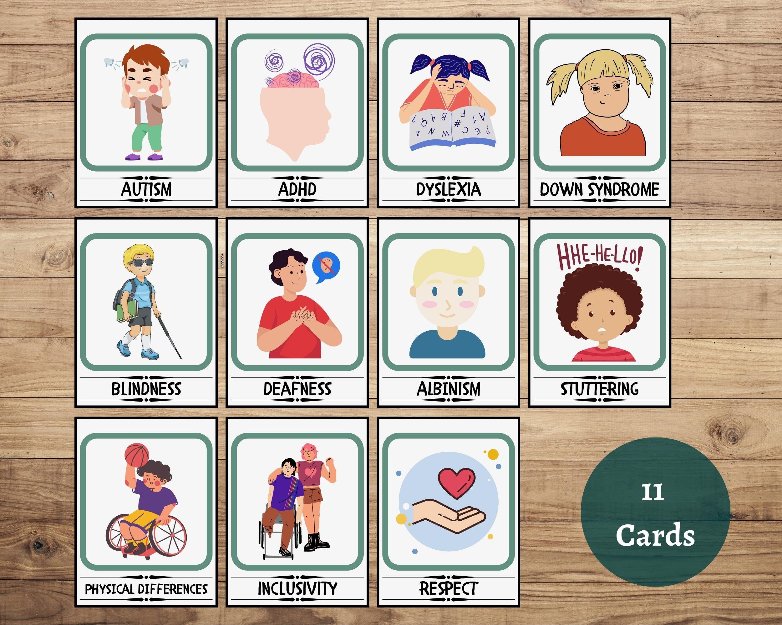 Inclusion Equality Flash Cards, Everyone is Welcome, Down Syndrome ...