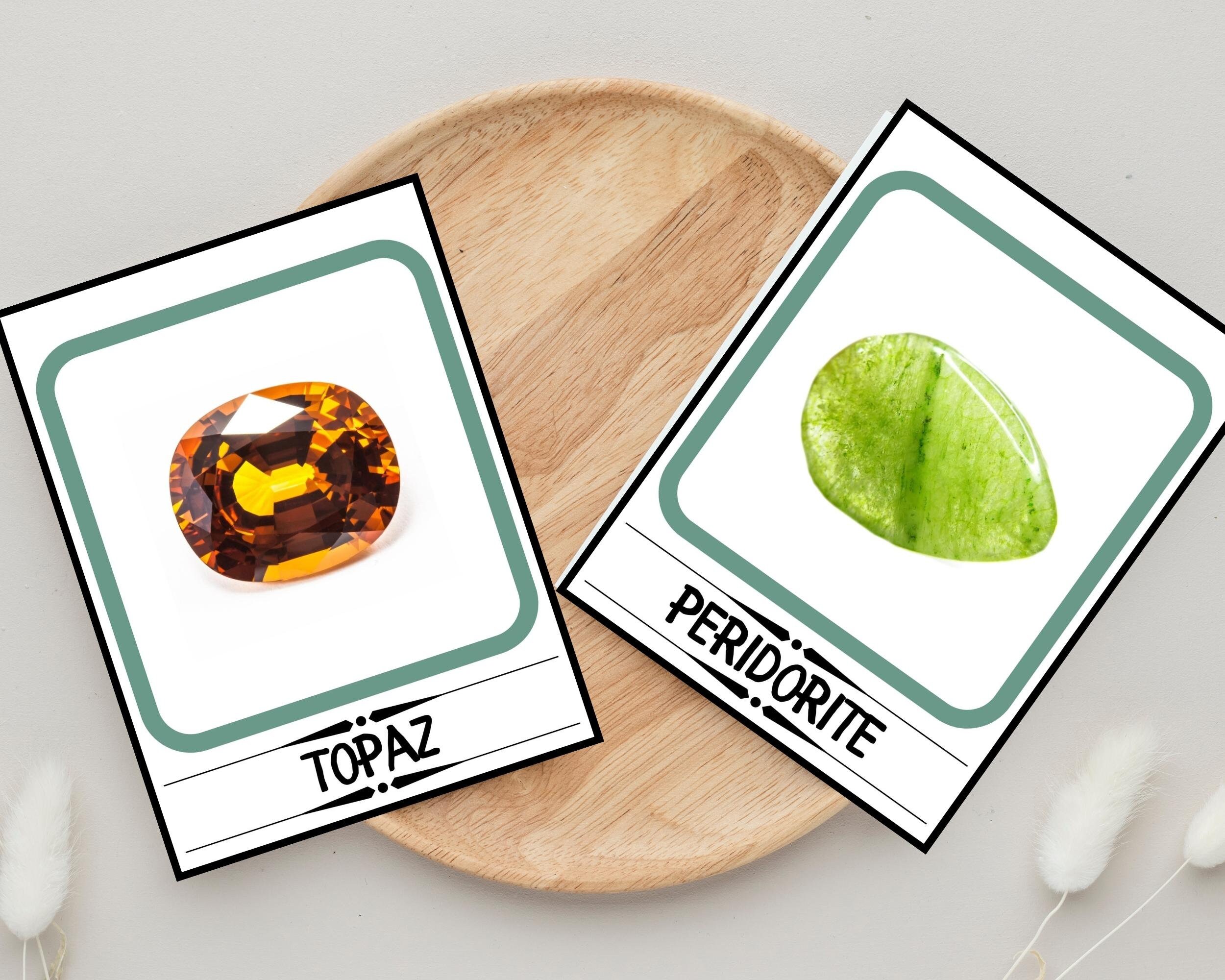 Gemstones Minerals and Crystals Montessori Flashcards, Nomenclature ...