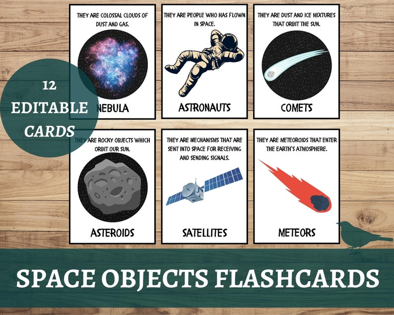 Space Objects Flashcards Space Teaching Material Busy Book - Etsy