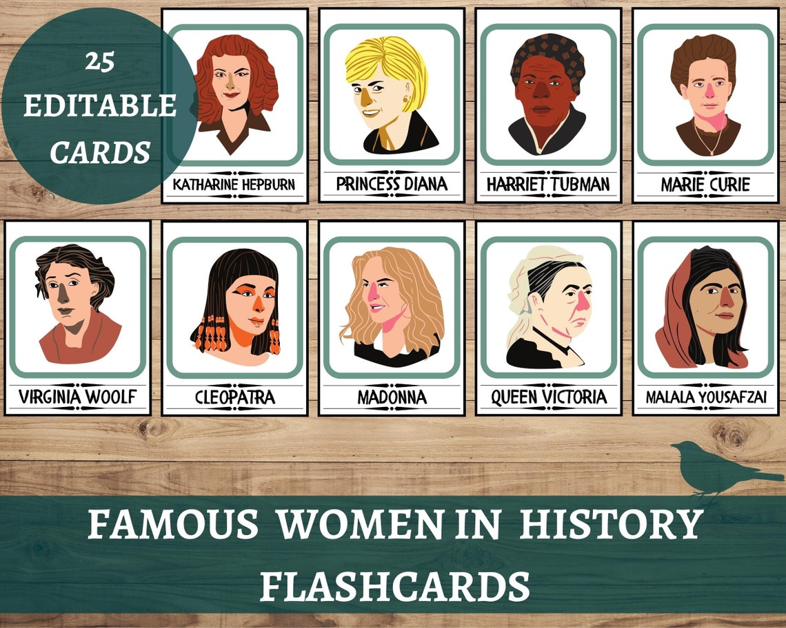 Famous Important Women in History Flash Cards, Female Feminist Leaders ...