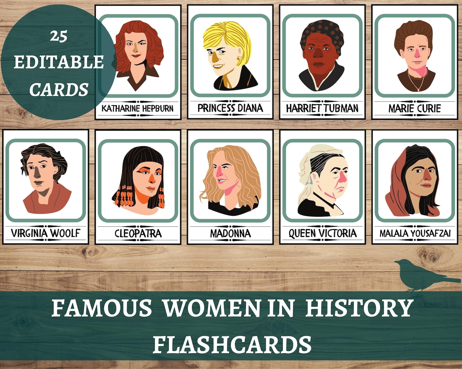 Famous Important Women in History Flash Cards, Female Feminist Leaders ...