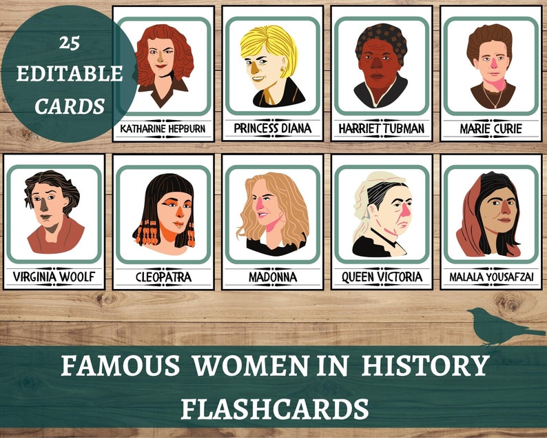 Famous Important Women in History Flash Cards, Female Feminist Leaders ...