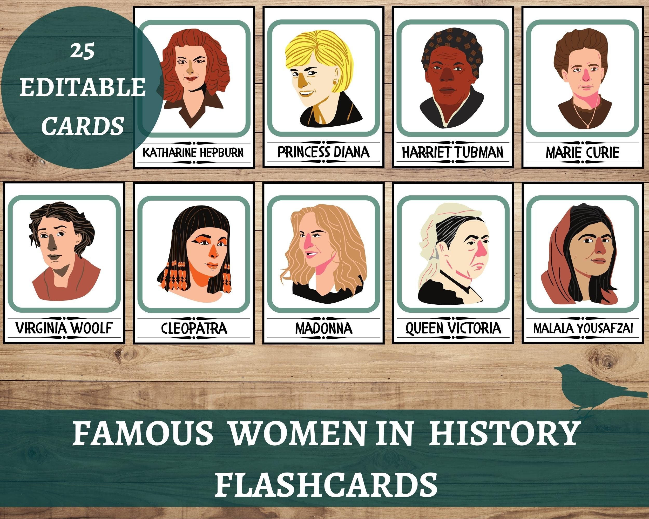 Famous Important Women in History Flash Cards, Female Feminist Leaders ...