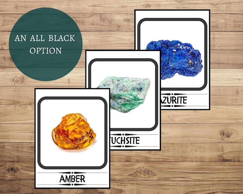 Gemstones Minerals and Crystals Montessori Flashcards, Nomenclature ...