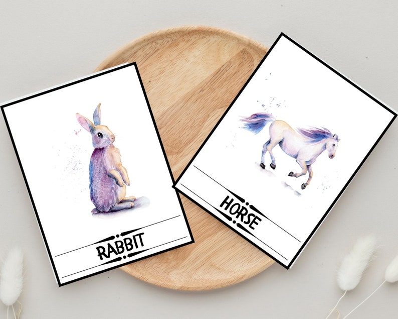 Watercolor Chinese Zodiac Animals Flashcards, Lunar New Year Montessori ...