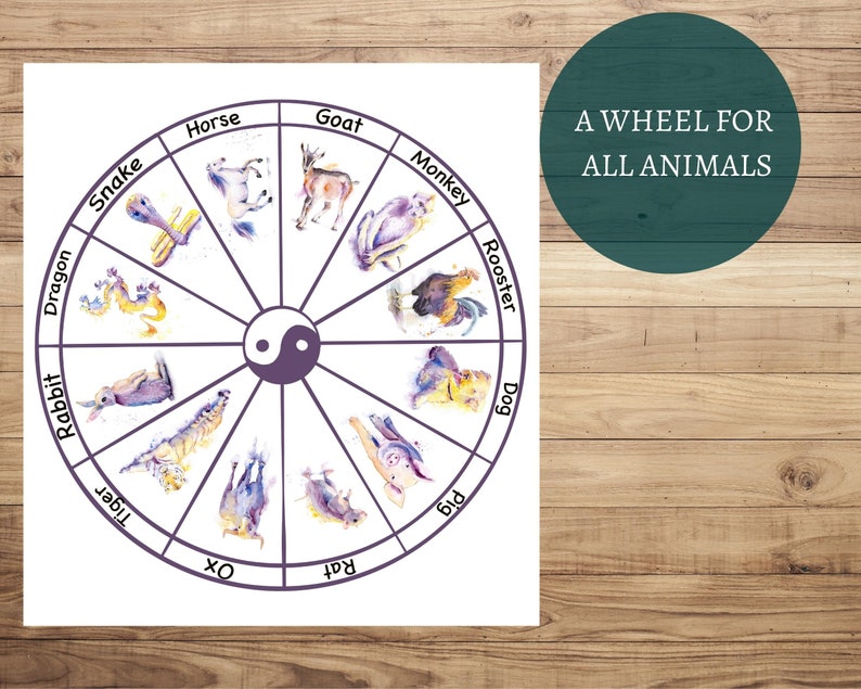Watercolor Chinese Zodiac Animals Flashcards, Lunar New Year Montessori ...
