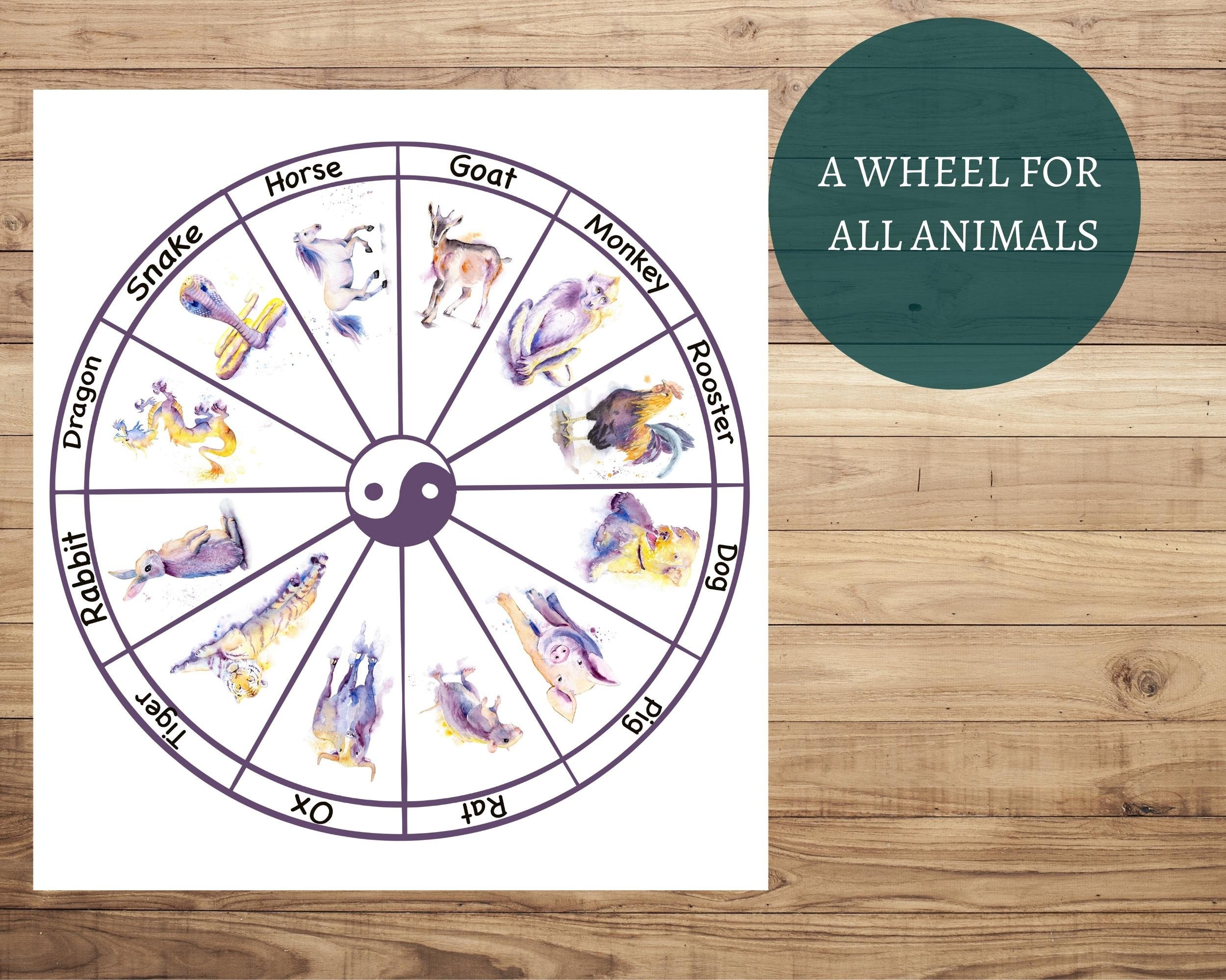 Watercolor Chinese Zodiac Animals Flashcards, Lunar New Year Montessori ...