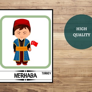 Hello Around the World Flag Flashcards With Kids, Country and Flag ...