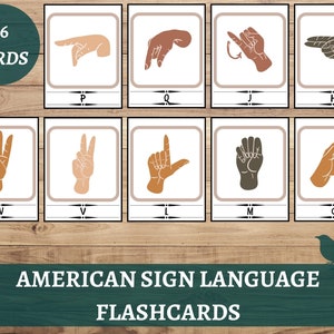 American Sign Language Flashcards, ASL ABC Flashcards, Alphabet ...