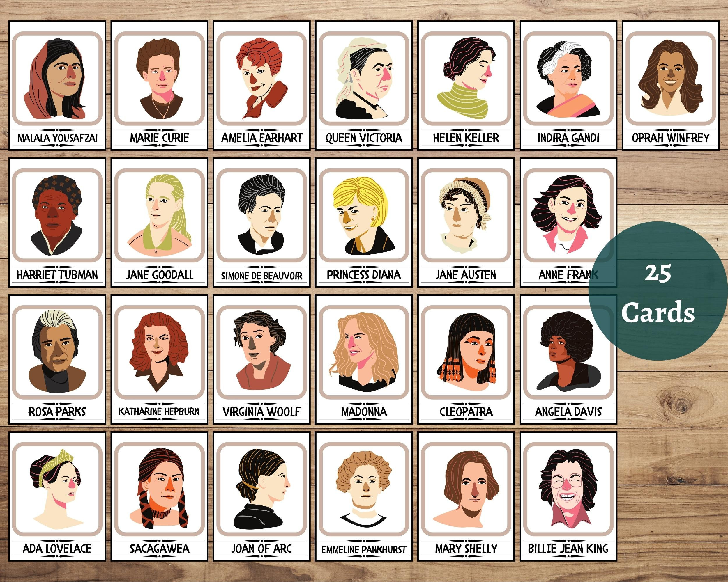Famous Important Women in History Flash Cards, Female Feminist Leaders ...