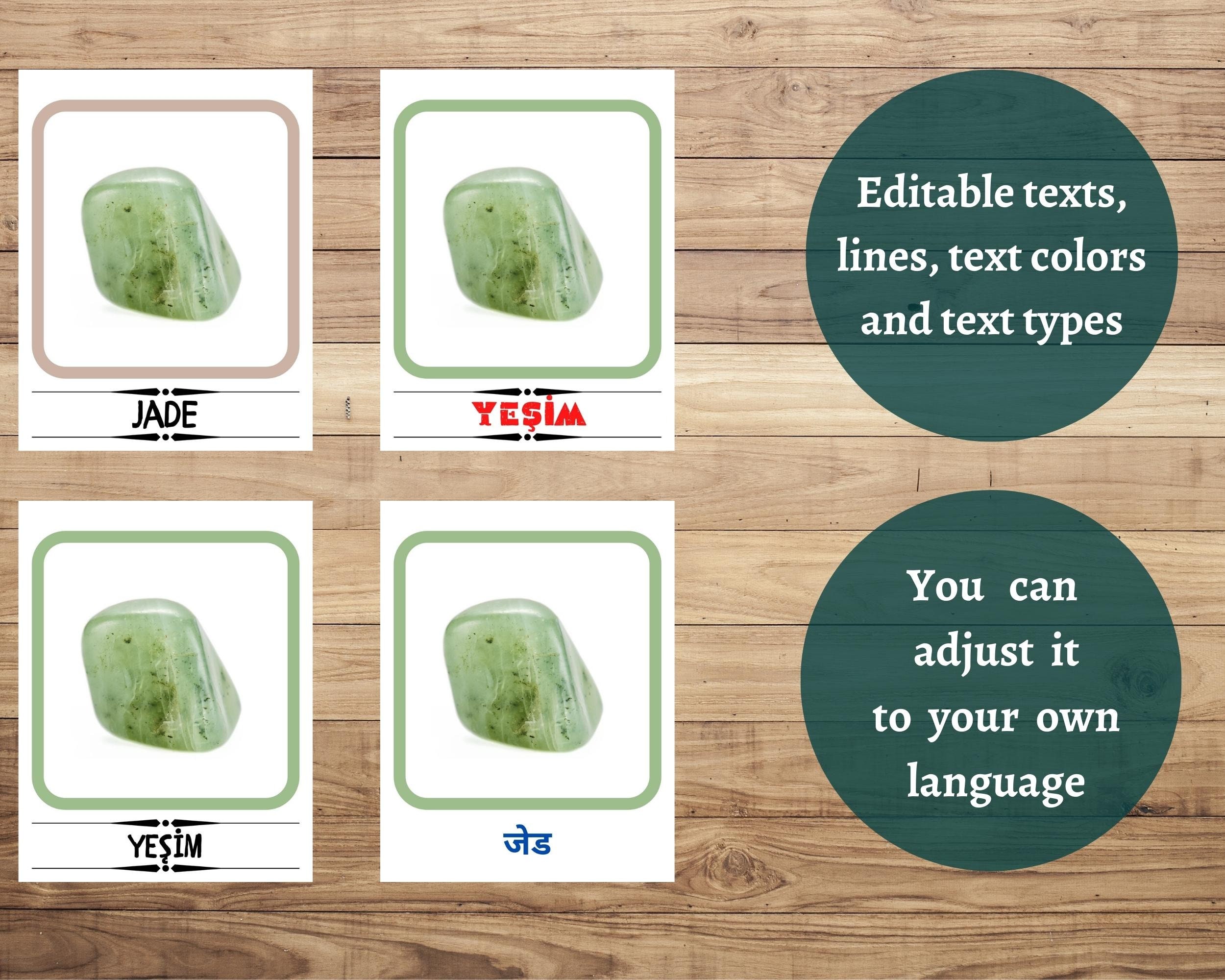 Gemstones Minerals and Crystals Montessori Flashcards, Nomenclature ...