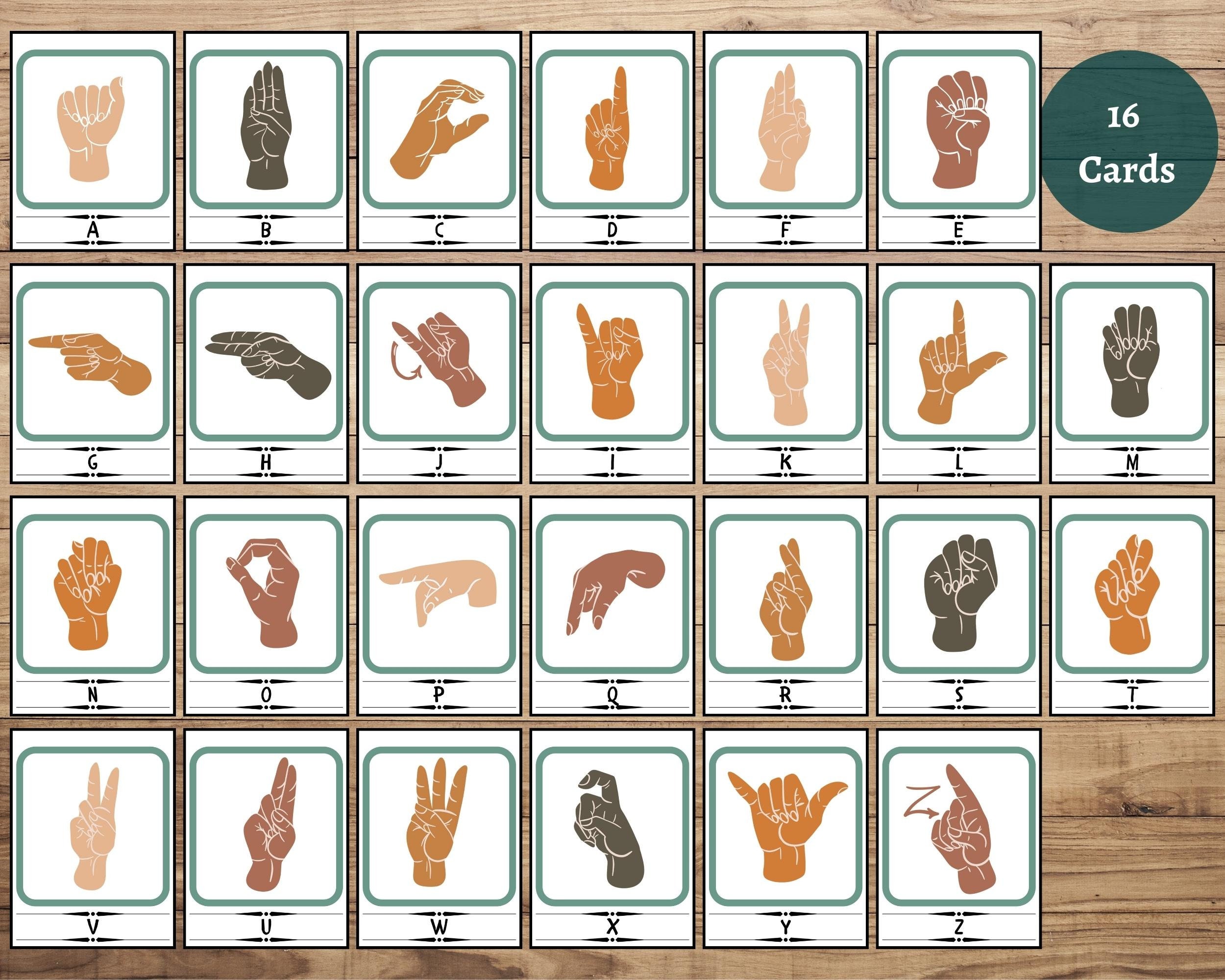 American Sign Language Flashcards, ASL ABC Flashcards, Alphabet ...