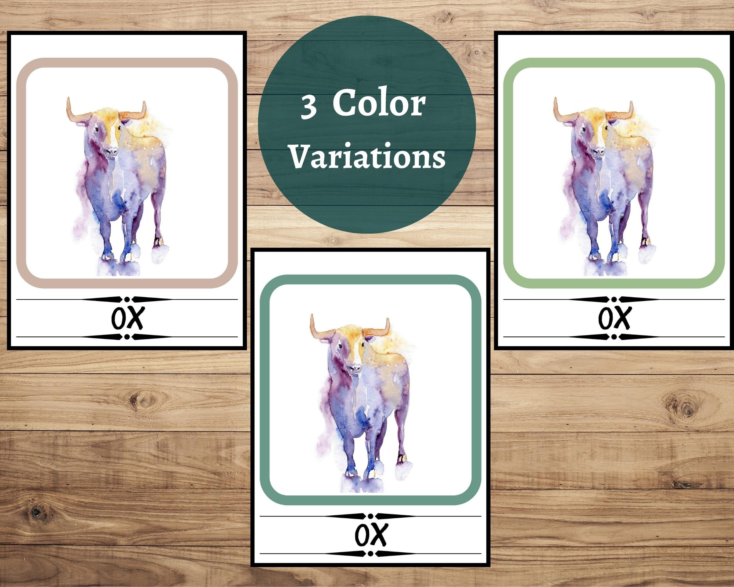Watercolor Chinese Zodiac Animals Flashcards, Lunar New Year Montessori ...