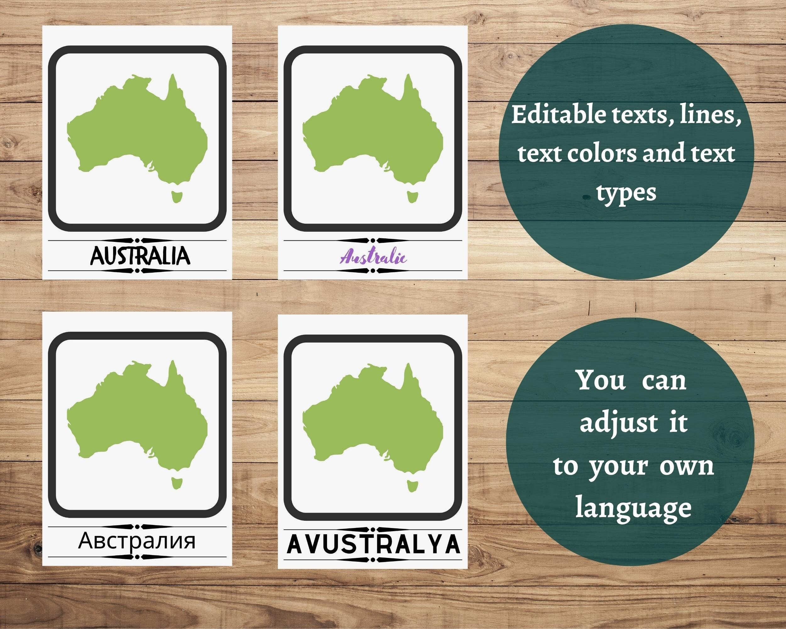 Continents Flash Cards, Geography Geology Print, World Map, Learning ...