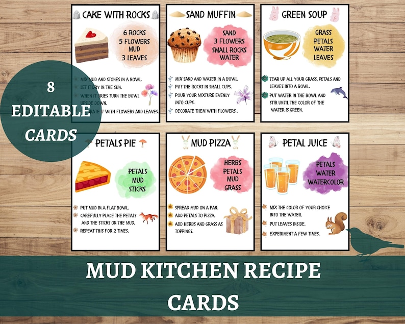 Mud Kitchen Recipe Cards, Pretend Play, Outdoor Forest School, Learning ...