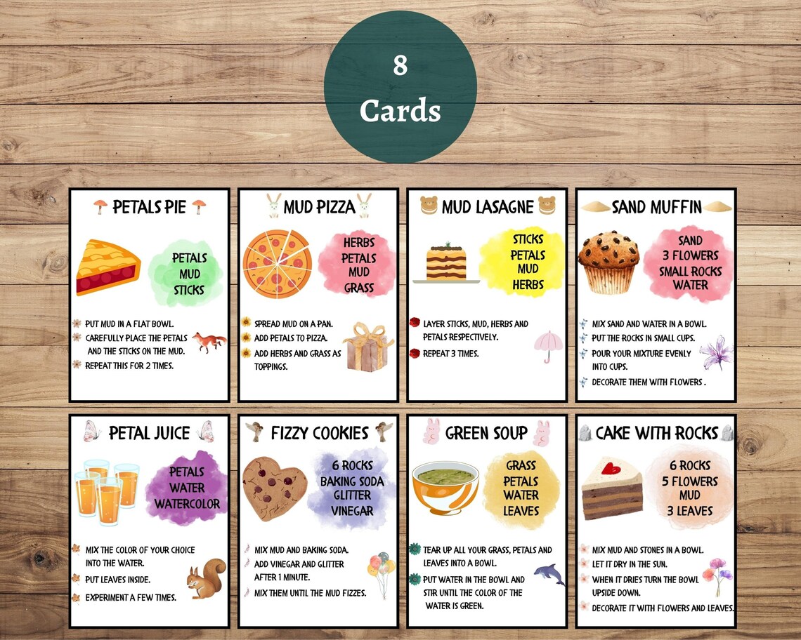 Mud Kitchen Recipe Cards, Pretend Play, Outdoor Forest School, Learning ...