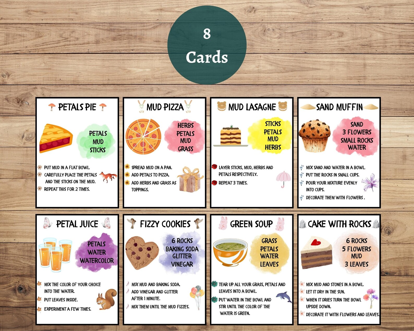 Mud Kitchen Recipe Cards, Pretend Play, Outdoor Forest School, Learning ...