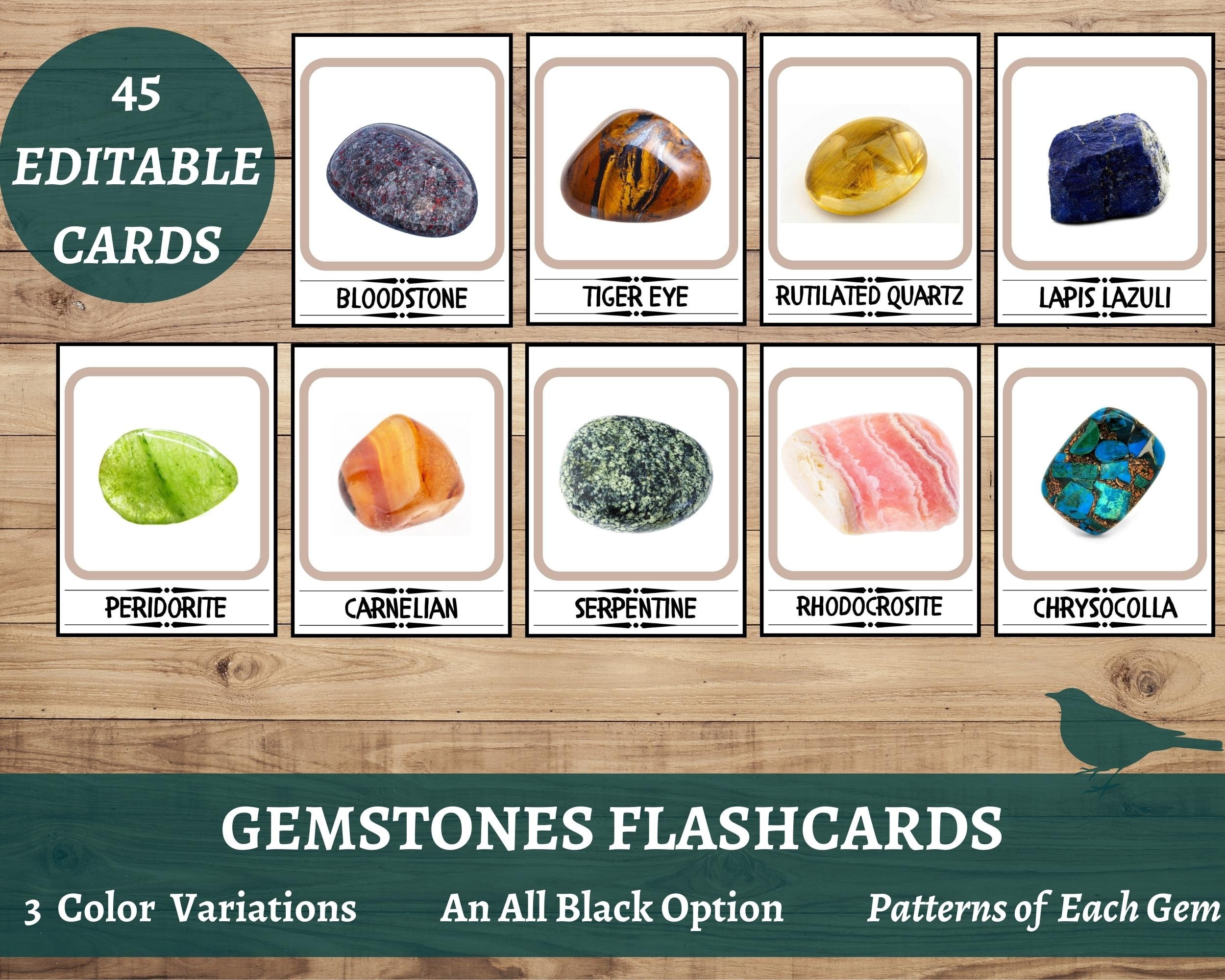 Gemstones Minerals and Crystals Montessori Flashcards, Nomenclature ...