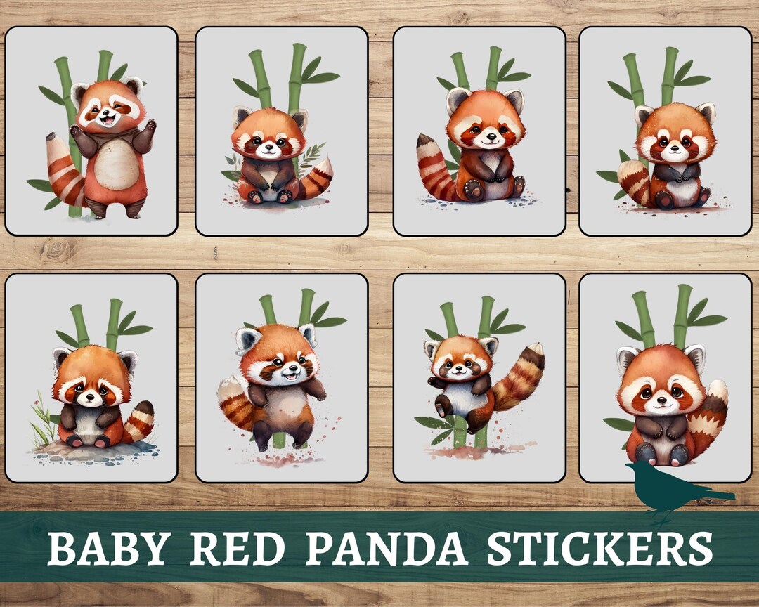Red Panda Stickers, Tiny Cute Computer Stickers, Raccoon Possum Furry ...