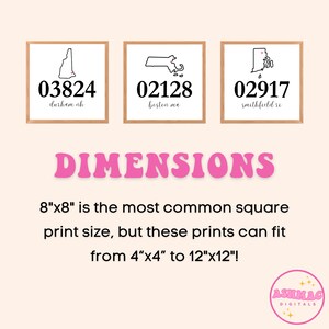 7 Set Custom Hometown Zip Code Wall Prints - Personalized Digital Art ...