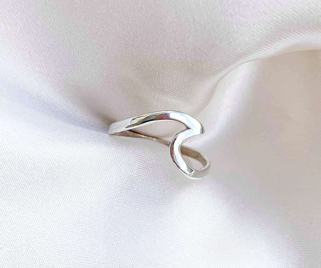 Wave Ring Ocean Tide Sea Plunging Wave Silver Ring Simple - Etsy