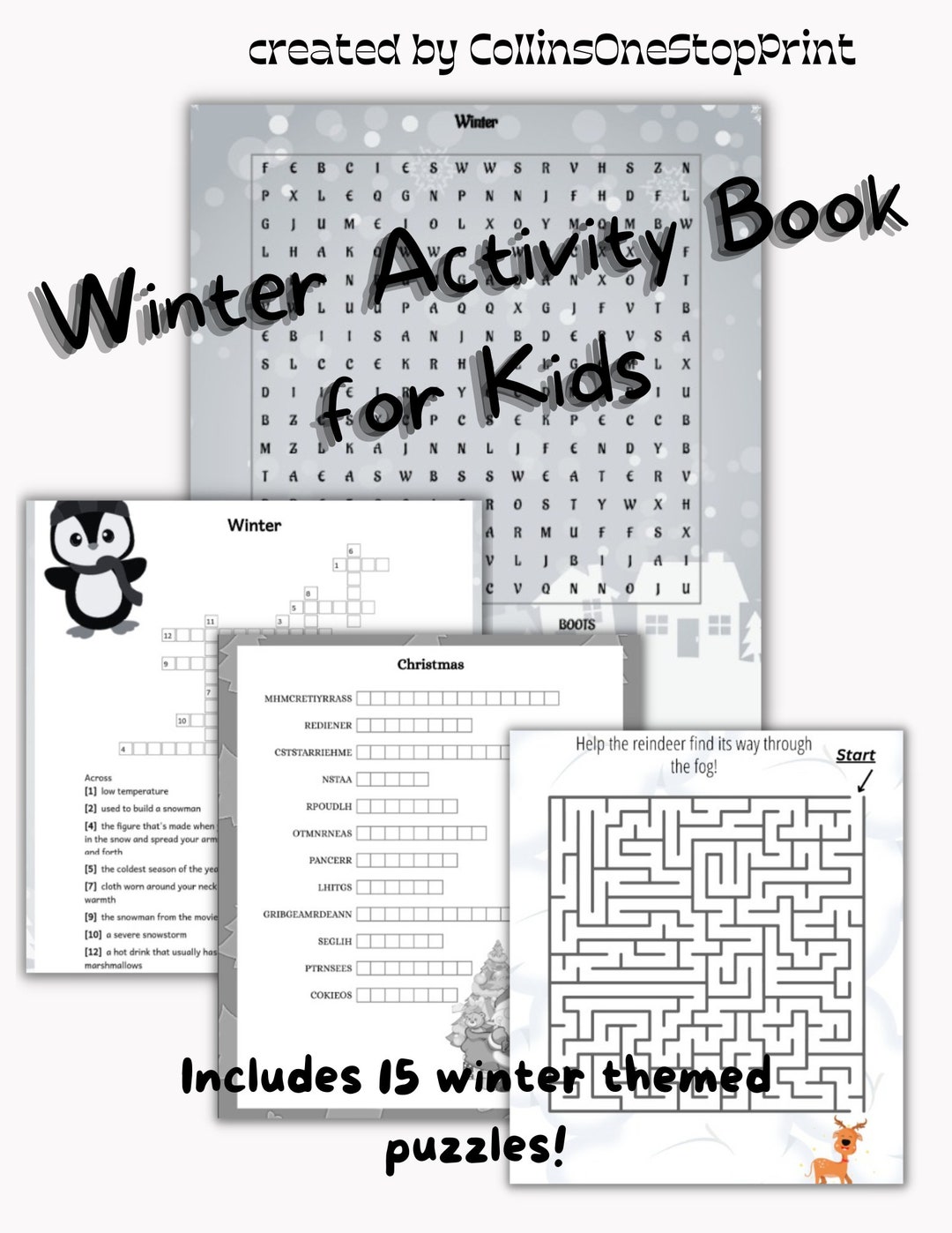Winter Activity Book for Kids - Etsy