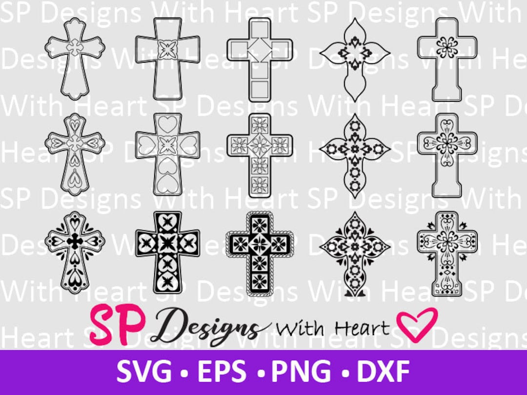 Cross Designs 16-20, Digital Vector Files, Svg, Eps, Png, Dxf, Jpg, CNC ...