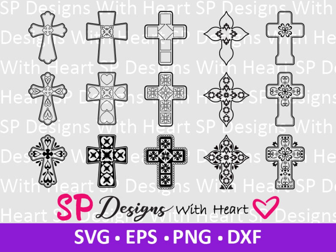 Cross Designs 16-20, Digital Vector Files, Svg, Eps, Png, Dxf, Jpg, CNC ...