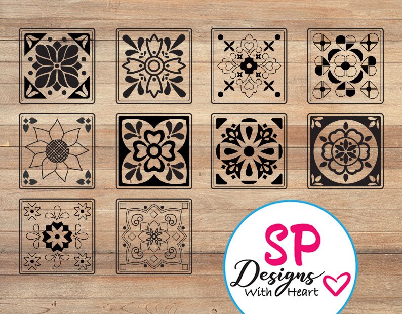 Tile Square Designs 71-80, Digital Vector Files, Svg, Eps, Png, Dxf ...