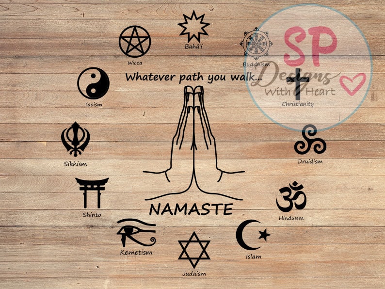 Namaste Sign Circle Design, Digital Vector Files, Svg, Eps, Png, Dxf ...