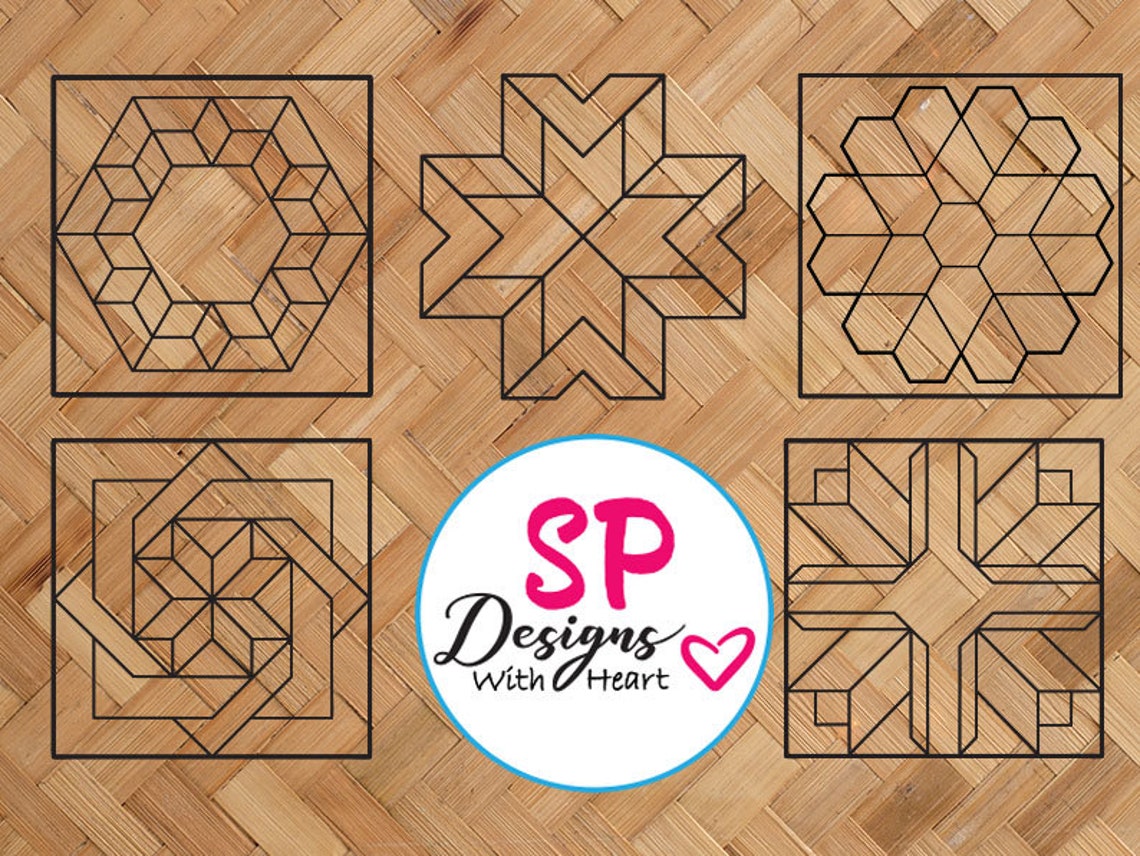 Quilt Block Designs 46-50, Digital Vector Files, Svg, Eps, Png, Dxf ...