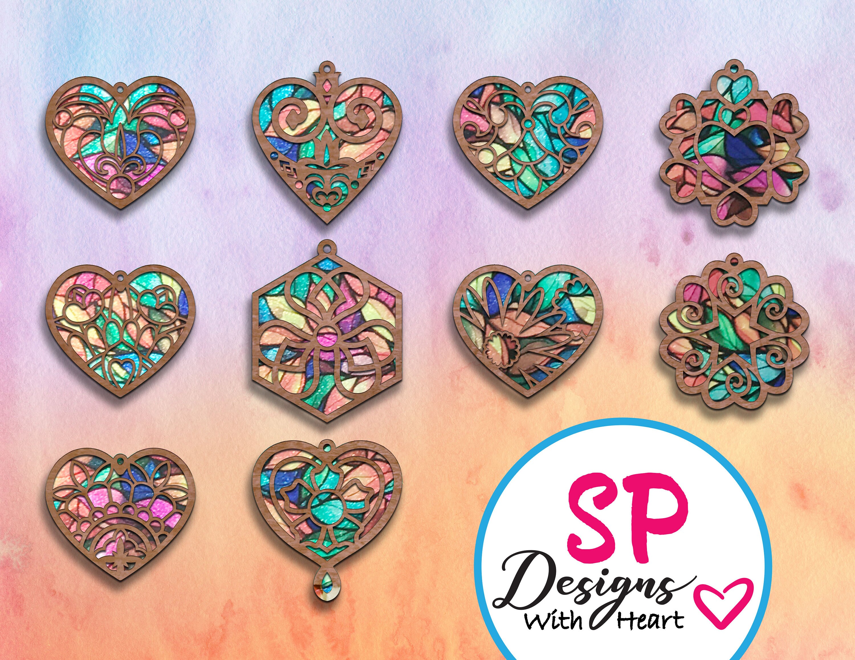 Hearts Suncatcher Designs 11-20, Digital Vector Files, Svg, Eps, Png ...