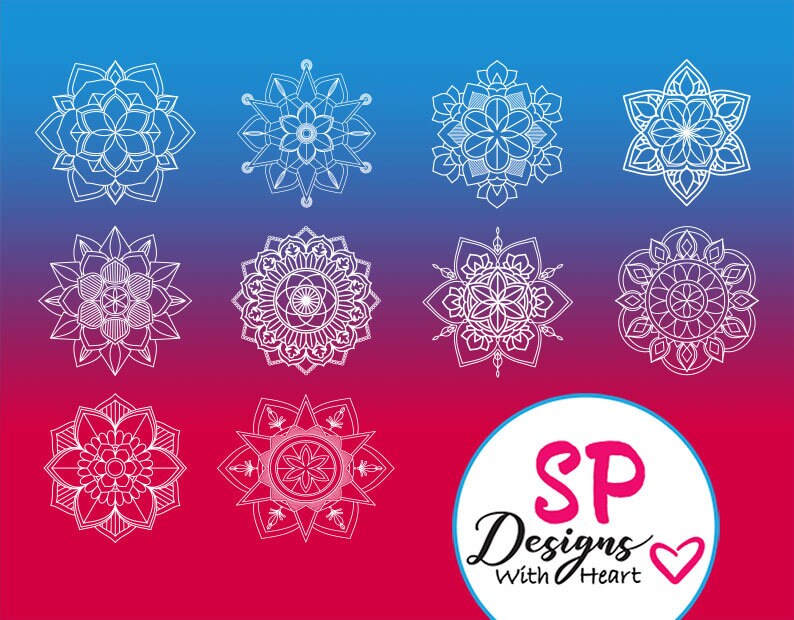 Mandalas 61-70, Digital Vector Files, Svg, Eps, Png, Dxf, Jpg, CNC ...