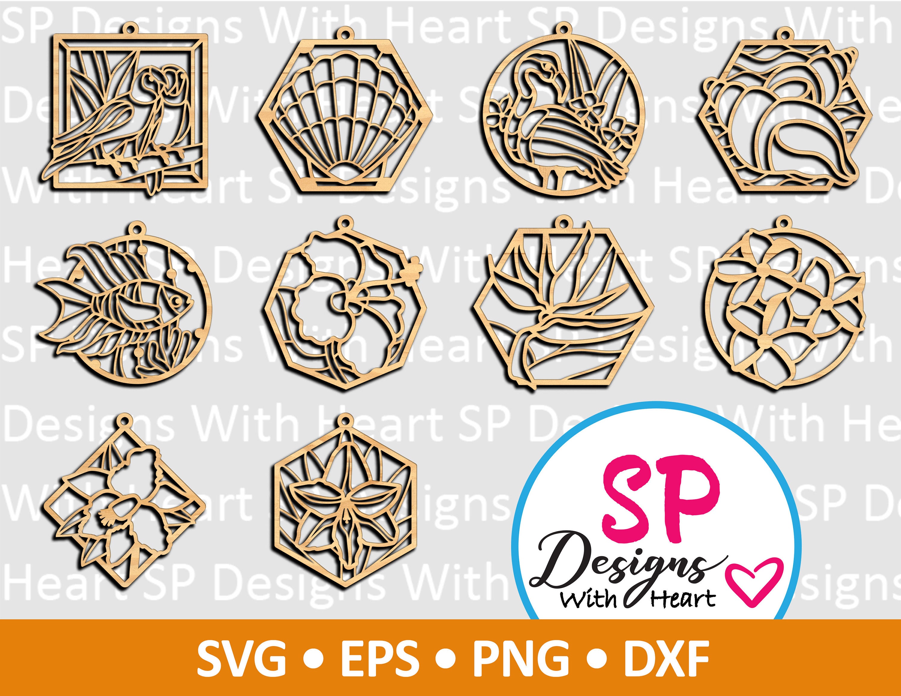 Tropical Suncatcher Designs 41-50, Digital Vector Files, Svg, Eps, Png ...