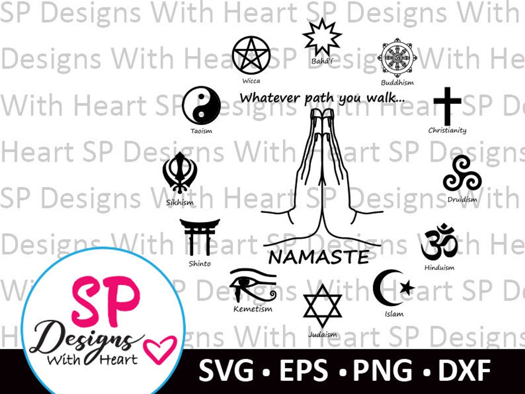 Namaste Sign Circle Design, Digital Vector Files, Svg, Eps, Png, Dxf ...