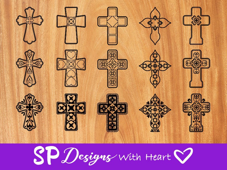 Cross Designs 16-20, Digital Vector Files, Svg, Eps, Png, Dxf, Jpg, CNC ...