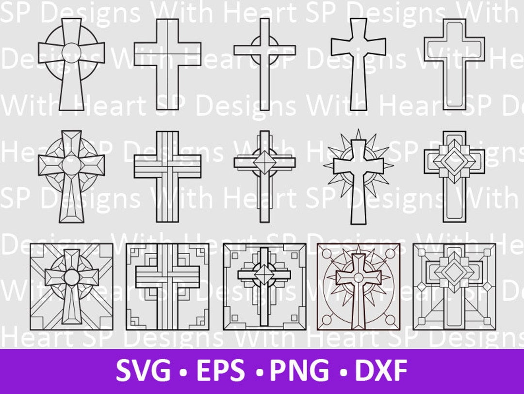 Cross Designs 21-25, Digital Vector Files, Svg, Eps, Png, Dxf, Jpg, CNC ...