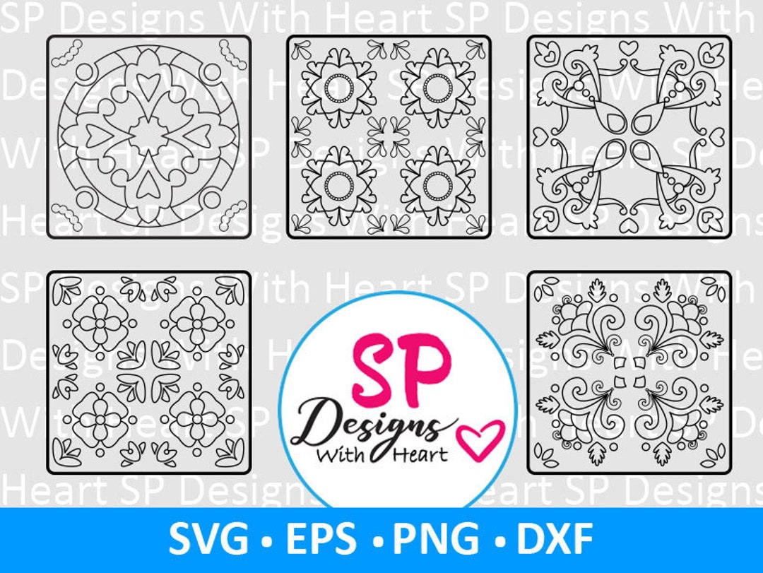 Tile Square Designs 26-30, Digital Vector Files, Svg, Eps, Png, Dxf ...