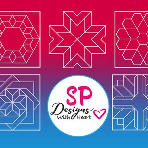 Quilt Block Designs 46-50, Digital Vector Files, Svg, Eps, Png, Dxf ...