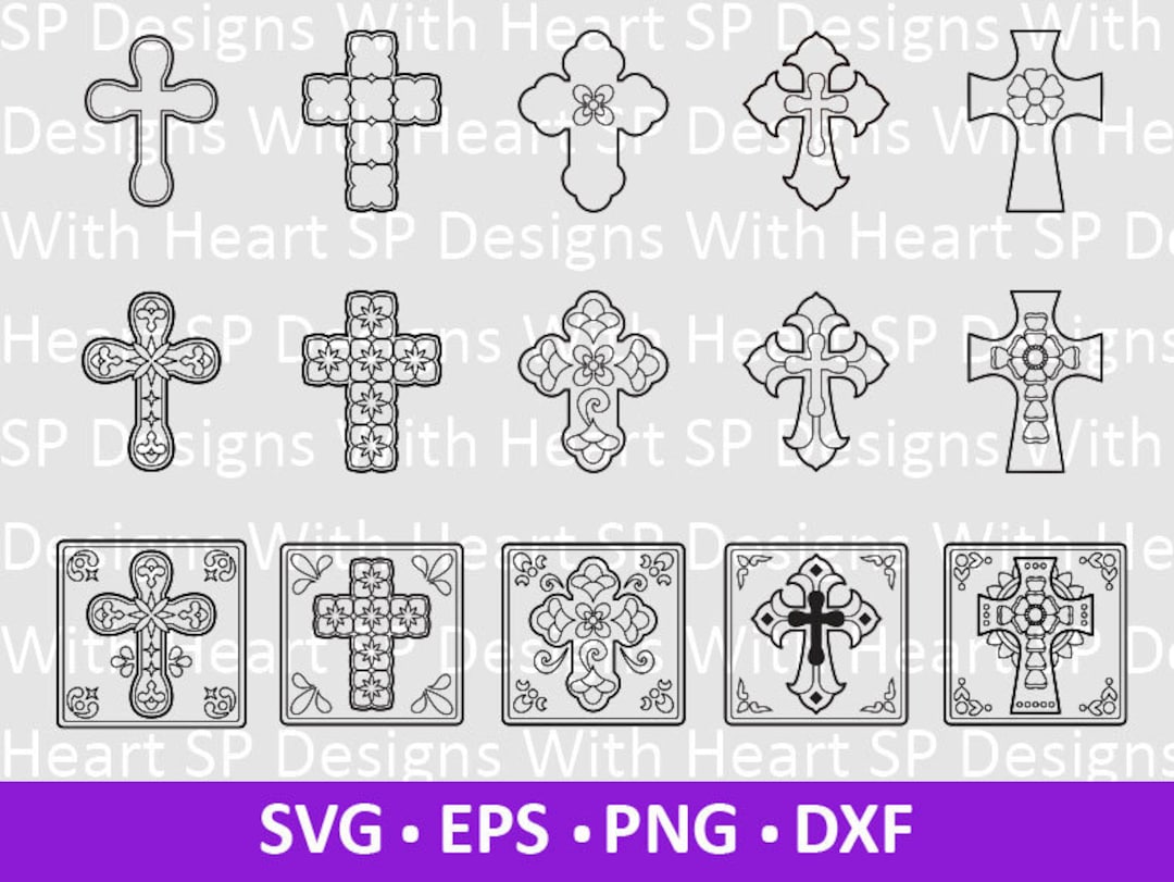 Cross Designs 26-30, Digital Vector Files, Svg, Eps, Png, Dxf, Jpg, CNC ...