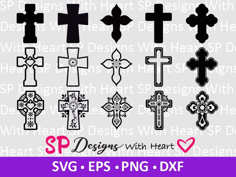 Cross Designs 1-5, Digital Vector Files, Svg, Eps, Png, Dxf, Jpg, CNC ...