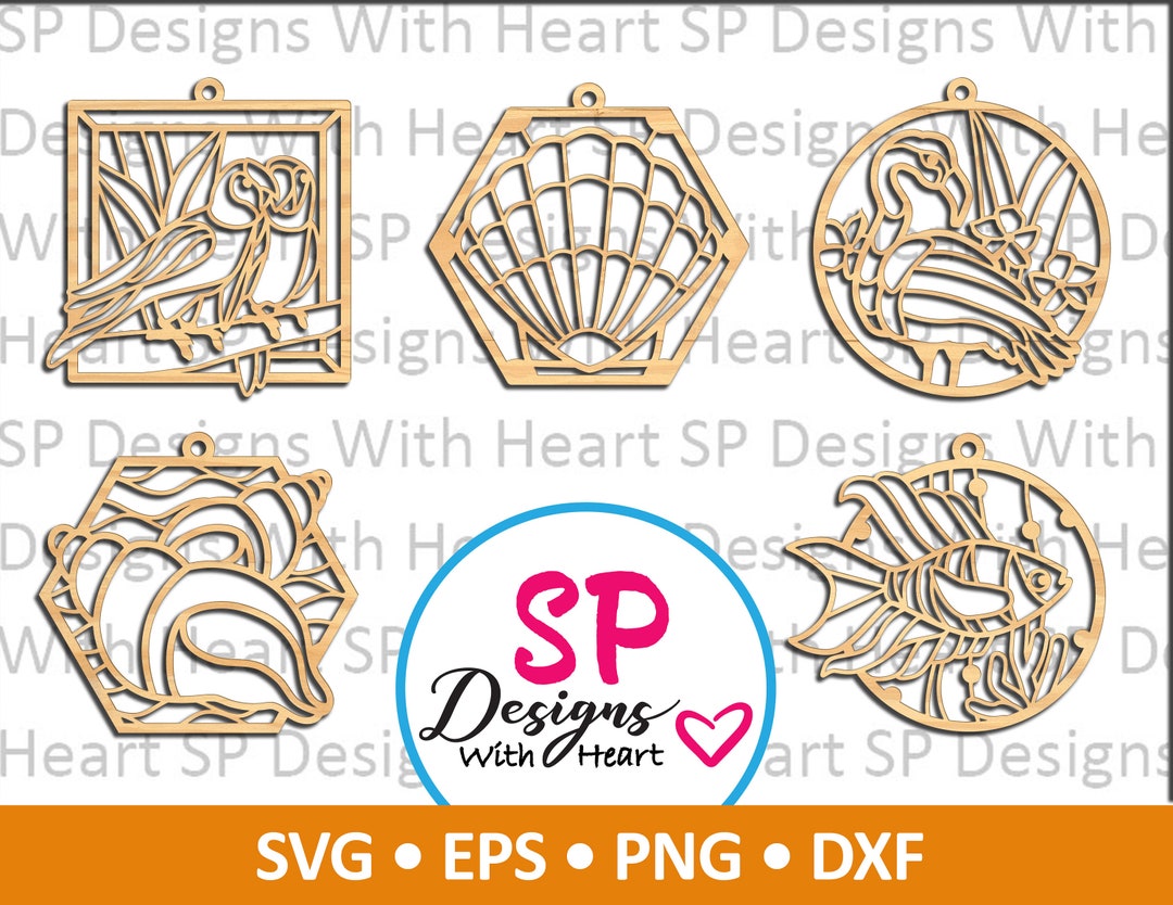 Tropical Suncatcher Designs 41-45, Digital Vector Files, Svg, Eps, Png ...