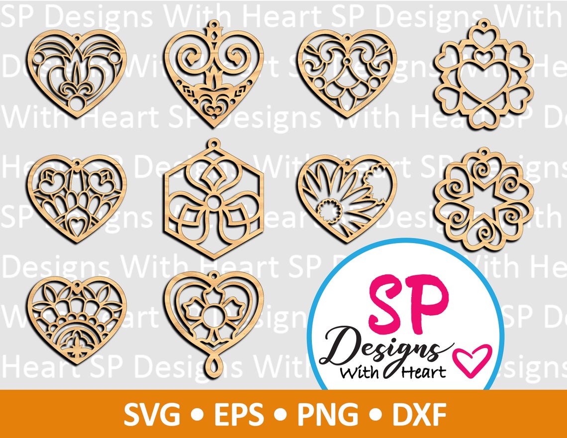 Hearts Suncatcher Designs 11-20, Digital Vector Files, Svg, Eps, Png ...