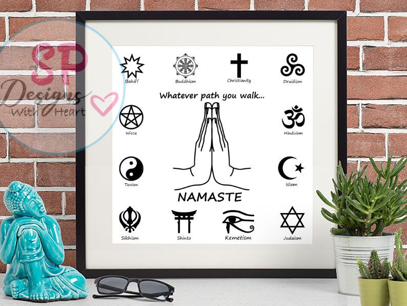 Namaste Sign Square Design, Digital Vector Files, Svg, Eps, Png, Dxf ...