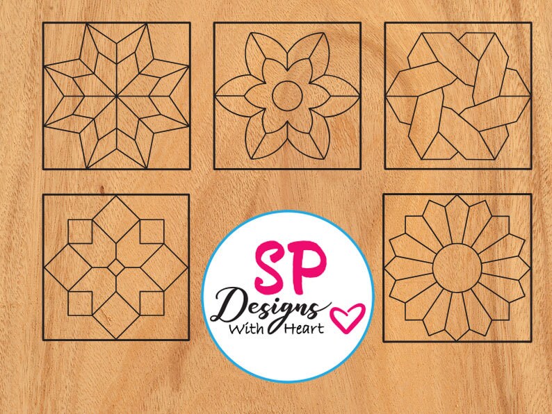 Quilt Block Designs 41-45, Digital Vector Files, Svg, Eps, Png, Dxf ...