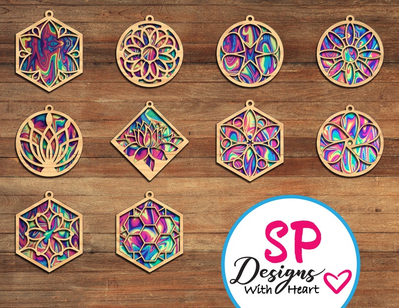 Floral Suncatcher Designs 1-10, Digital Vector Files, Svg, Eps, Png ...