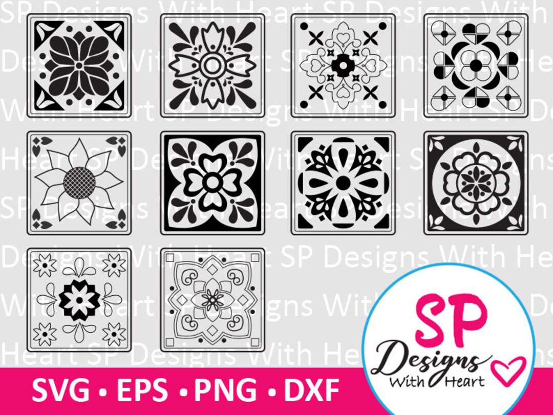 Tile Square Designs 71-80, Digital Vector Files, Svg, Eps, Png, Dxf ...